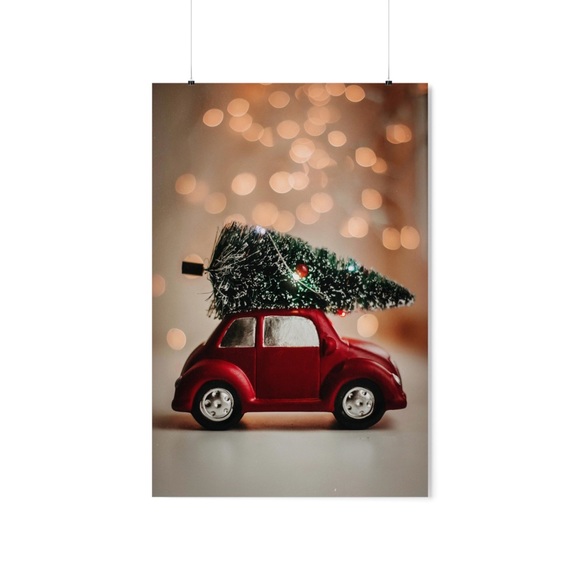 Art | Red Car Christmas Tree Poster | Poshmark